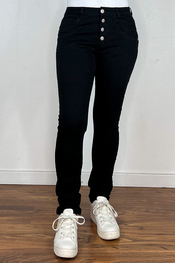 Superstretchiga Jeans med Coola Blingknappar