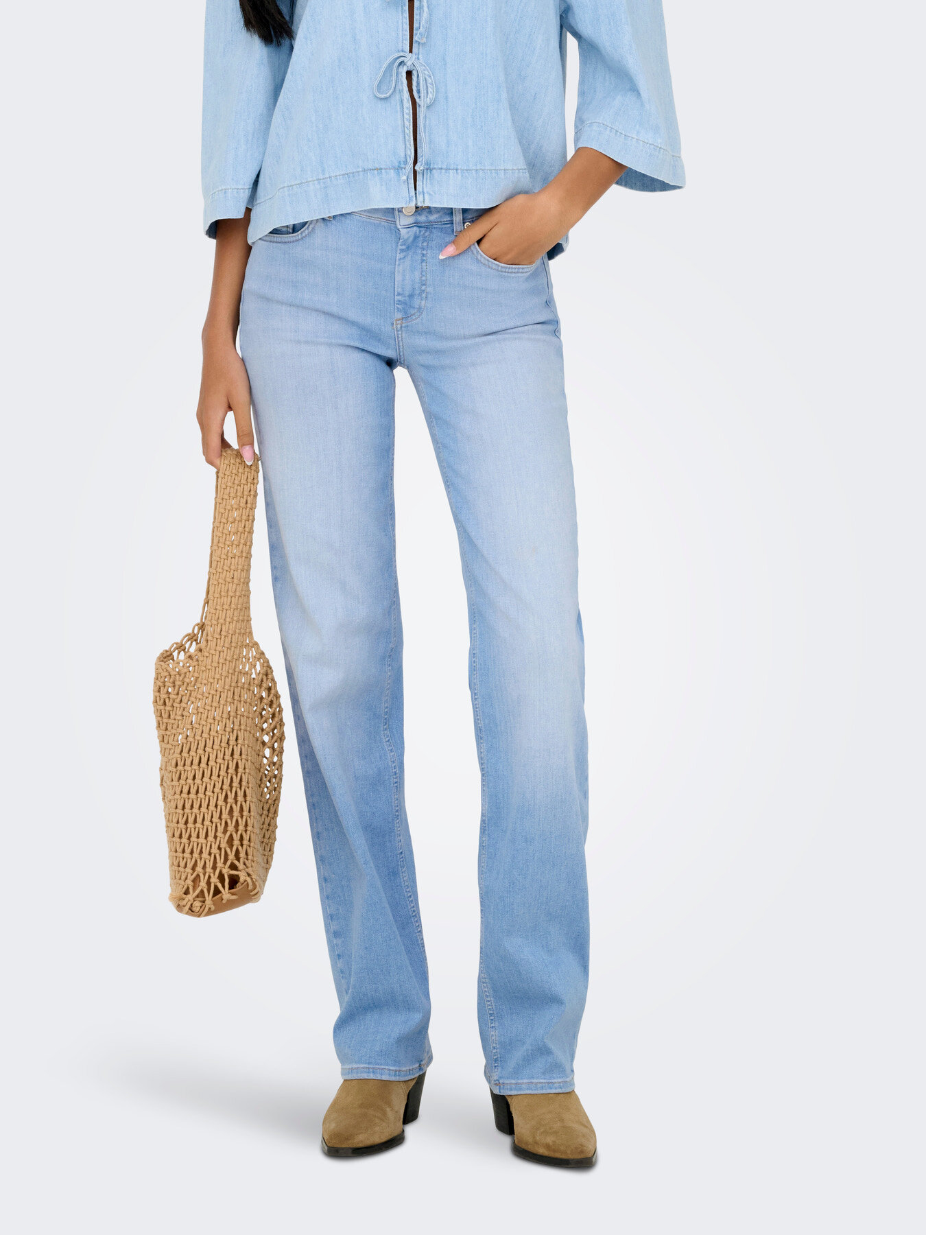 ONLY Blush Mid Stright Jeans Dam Light Blue Denim - SMILE.