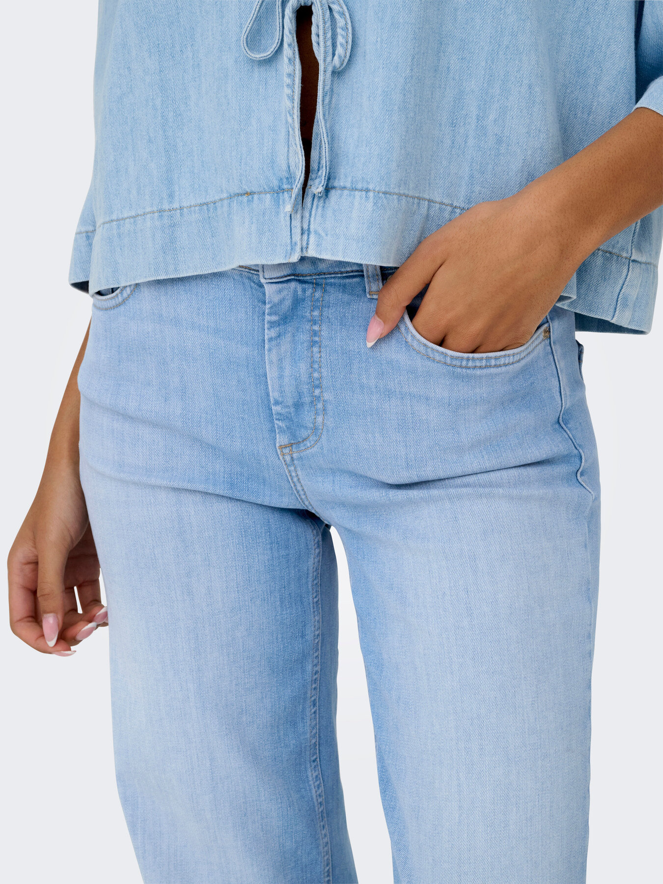ONLY Blush Mid Straight Jeans Dam Light Blue Denim - SMILE.